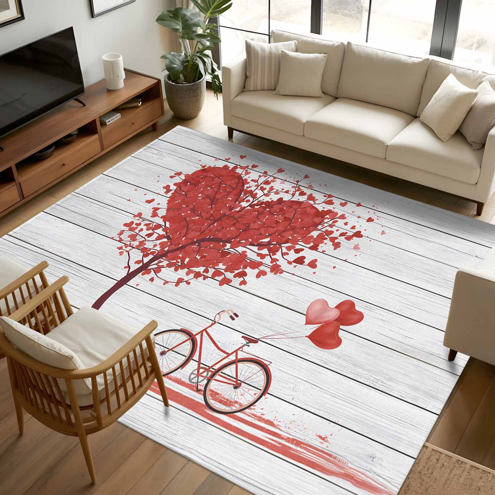 6x9 Area Rugs, Valentine's Day Non-Skid Rubber Backing Large Rectangle ...
