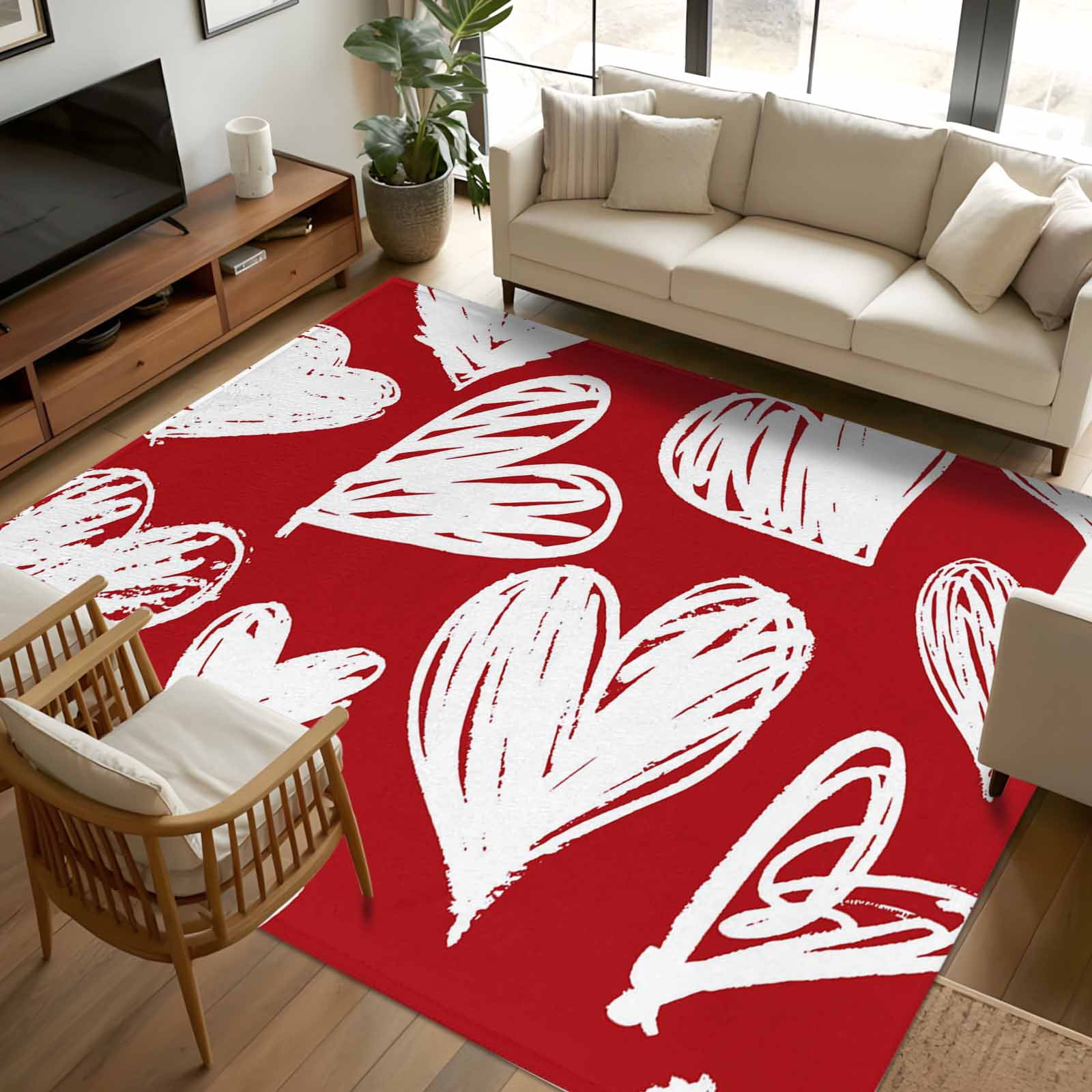 6x9 Area Rugs, Valentine's Day Non-Skid Rubber Backing Large Rectangle ...