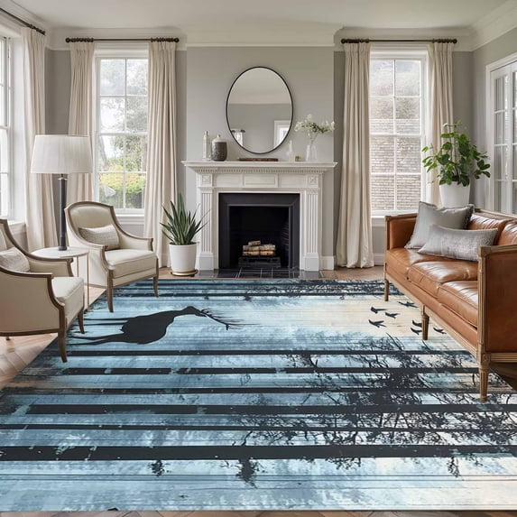 6x9 Bird Deer Large Area Rug for Living Room, Washable Non Slip Low ...