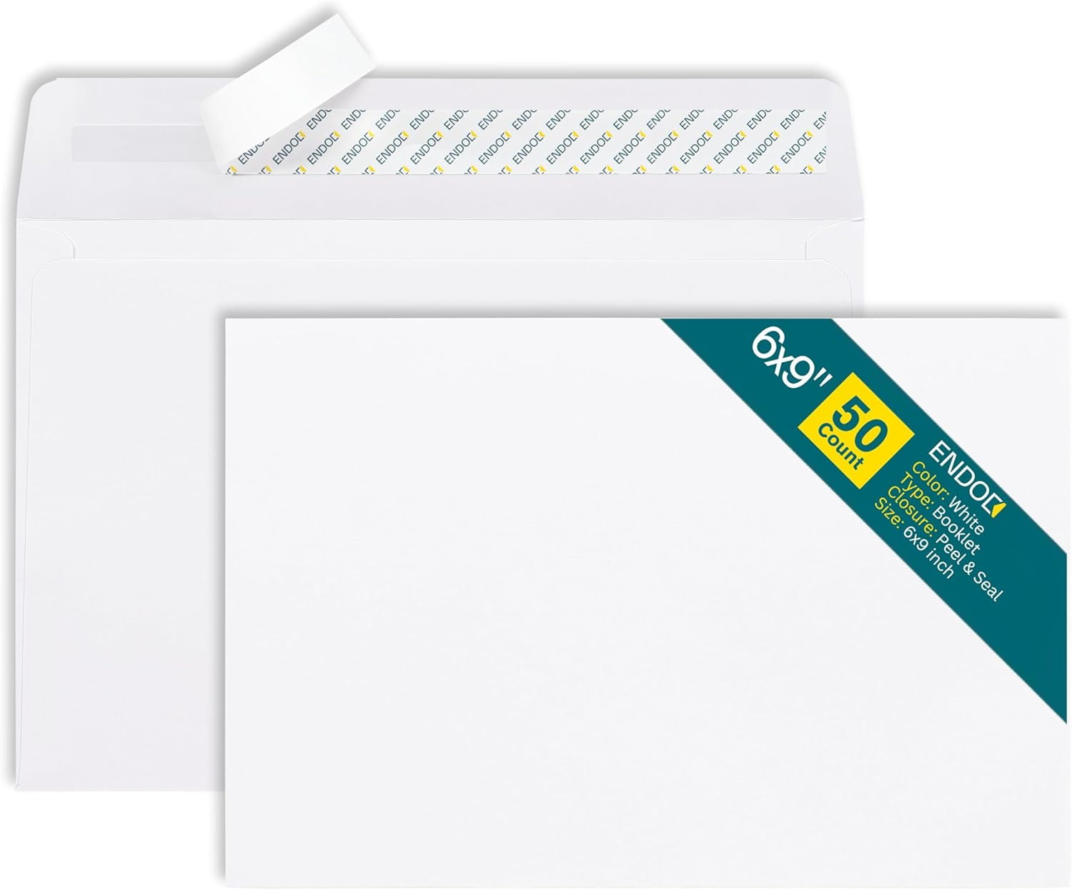6x9 Booklet Envelopes - 50 pack - Mailing Envelopes Self Seal - White Letter Envelopes with Peel ...