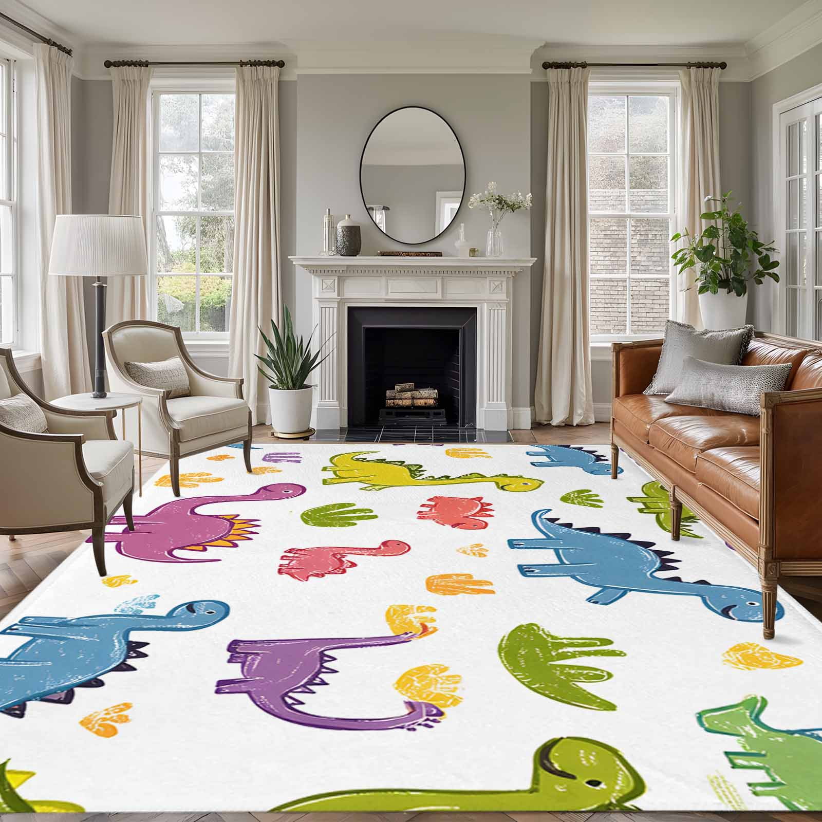 6x9 Cartoon Dinosaur Large Area Rug for Living Room, Washable Non Slip ...