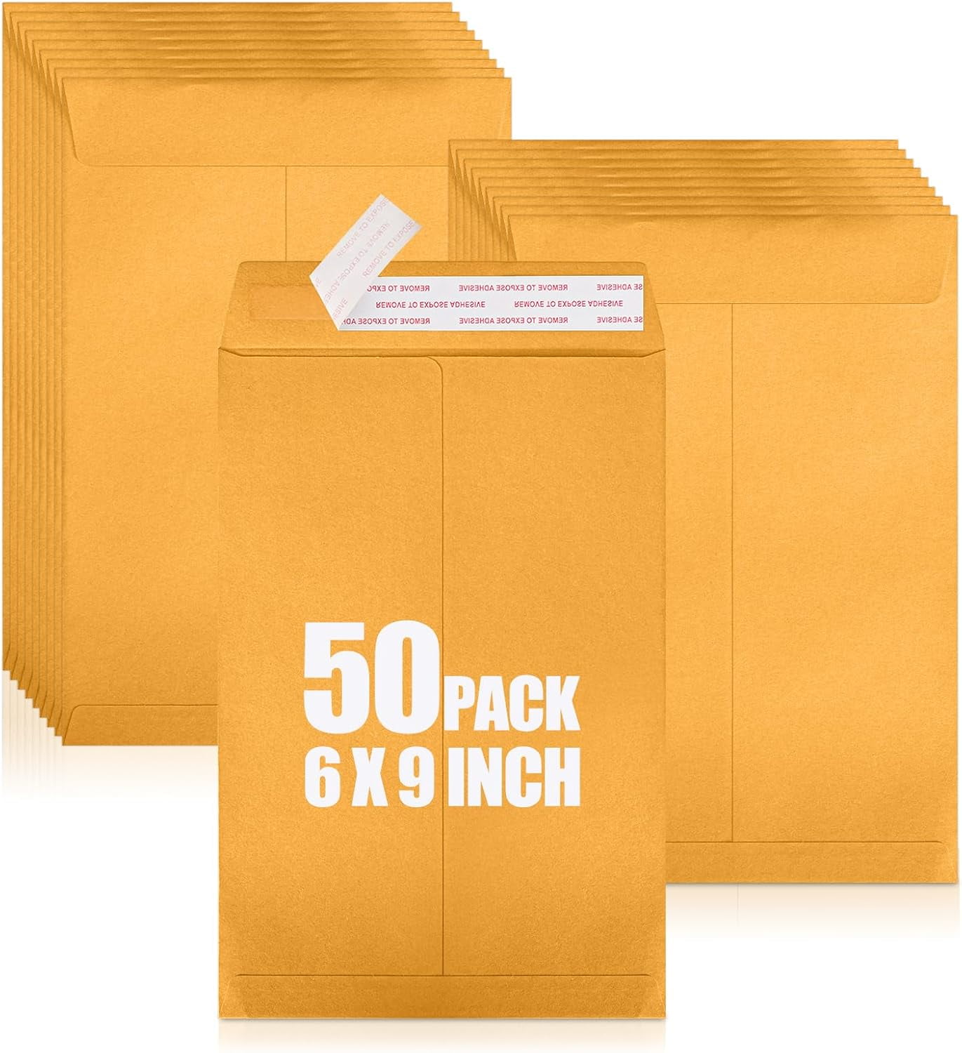 6x9 Catalog Envelopes 50 Pack, Yellow Mailing Envelope with Gummed Seal ...