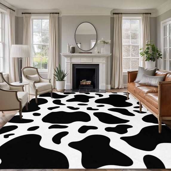 6x9 Cow Print Large Area Rug for Living Room, Washable Non Slip Low ...