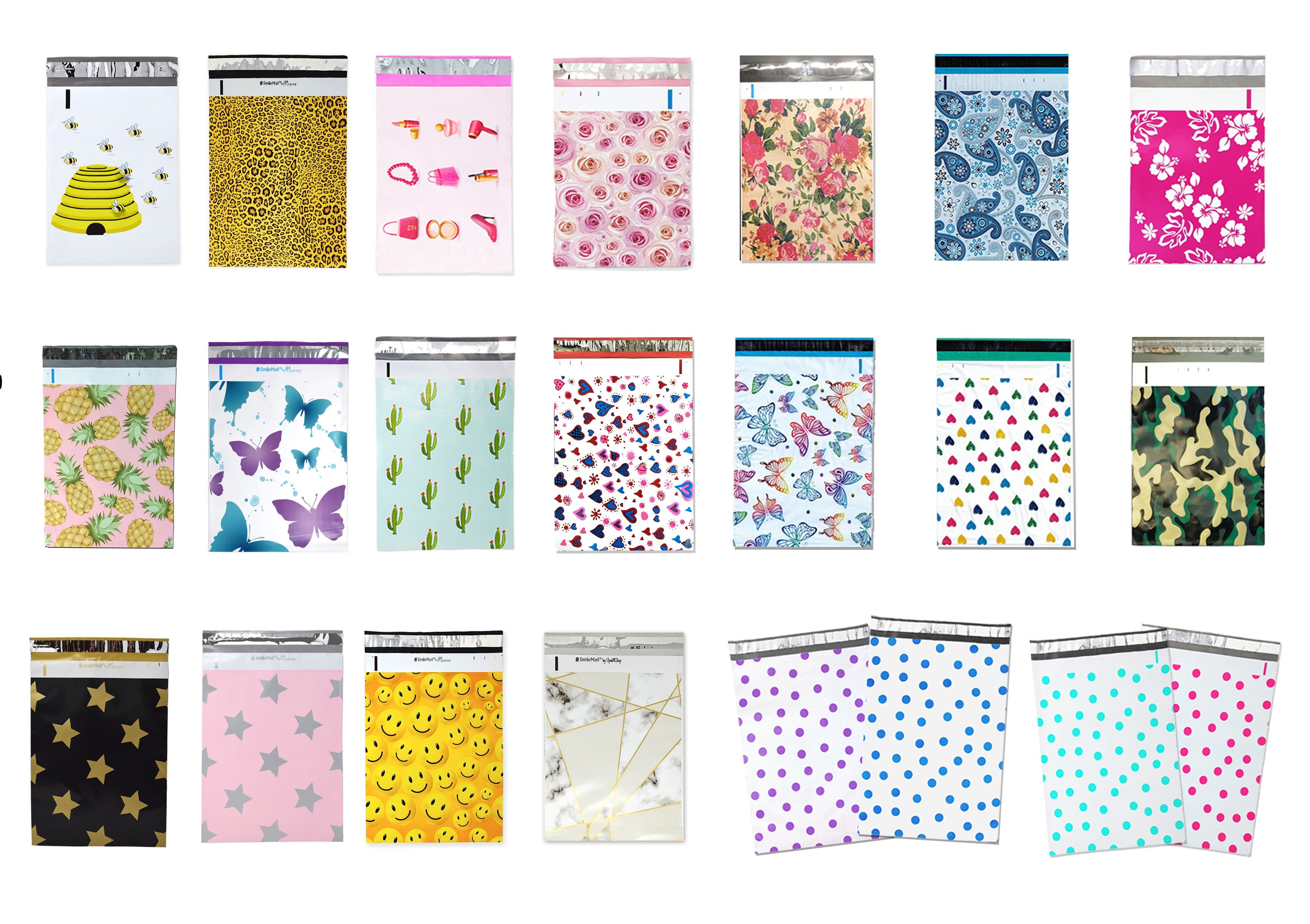 6x9 Designer Colored Flat Poly Mailers, Self Sealing shipping Mailers ...