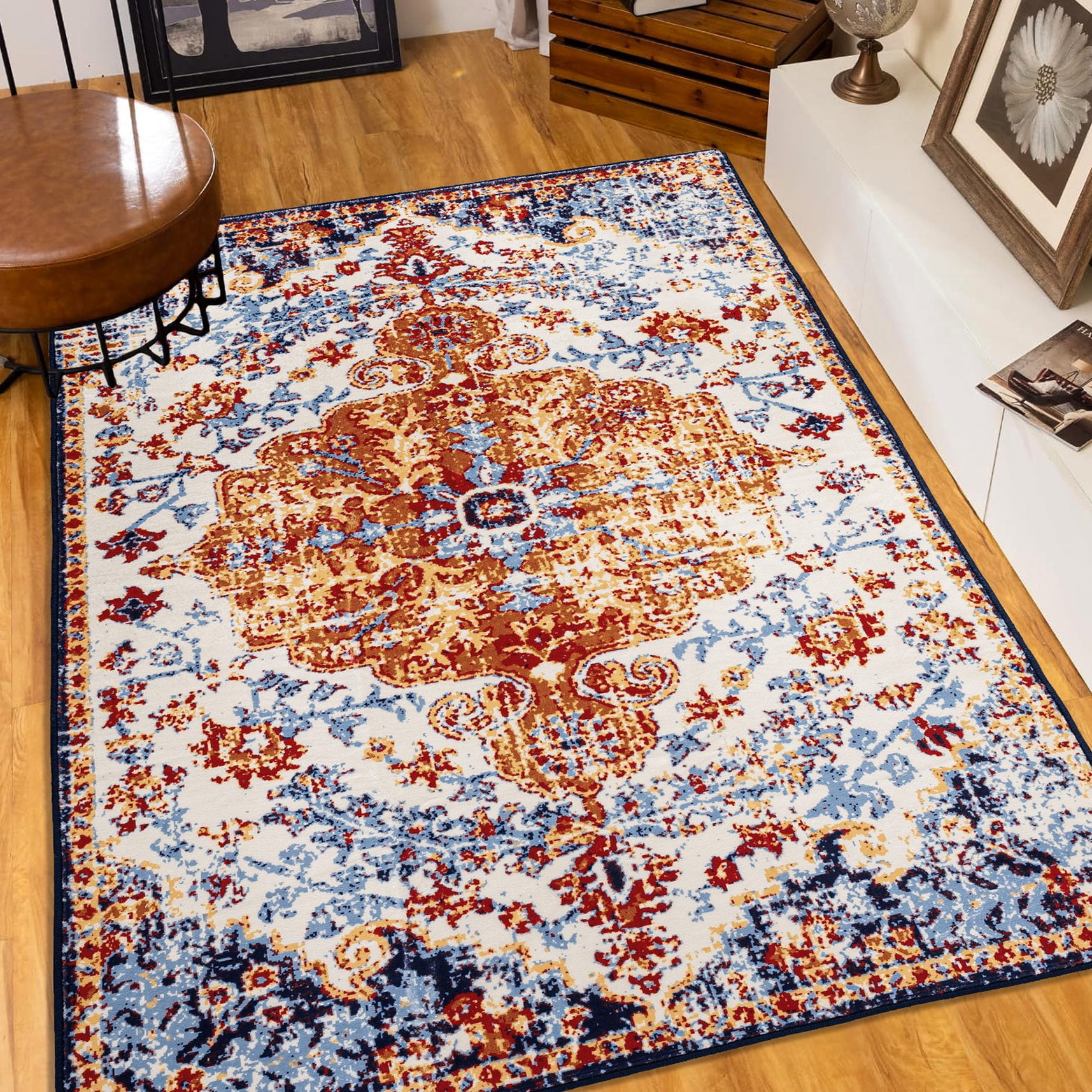 6x9 Floral Machine-Washable Area Rug / Adds Unity to Home Decor ...