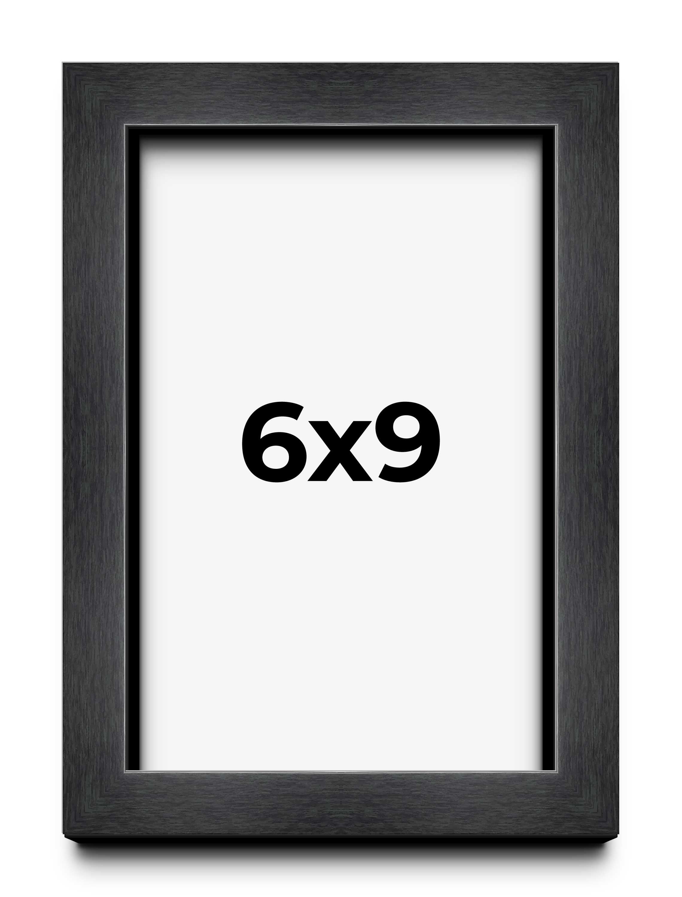 6x9 Frame Black Charcoal Grey Wood Textured Picture Frame | 0.75 Inch ...