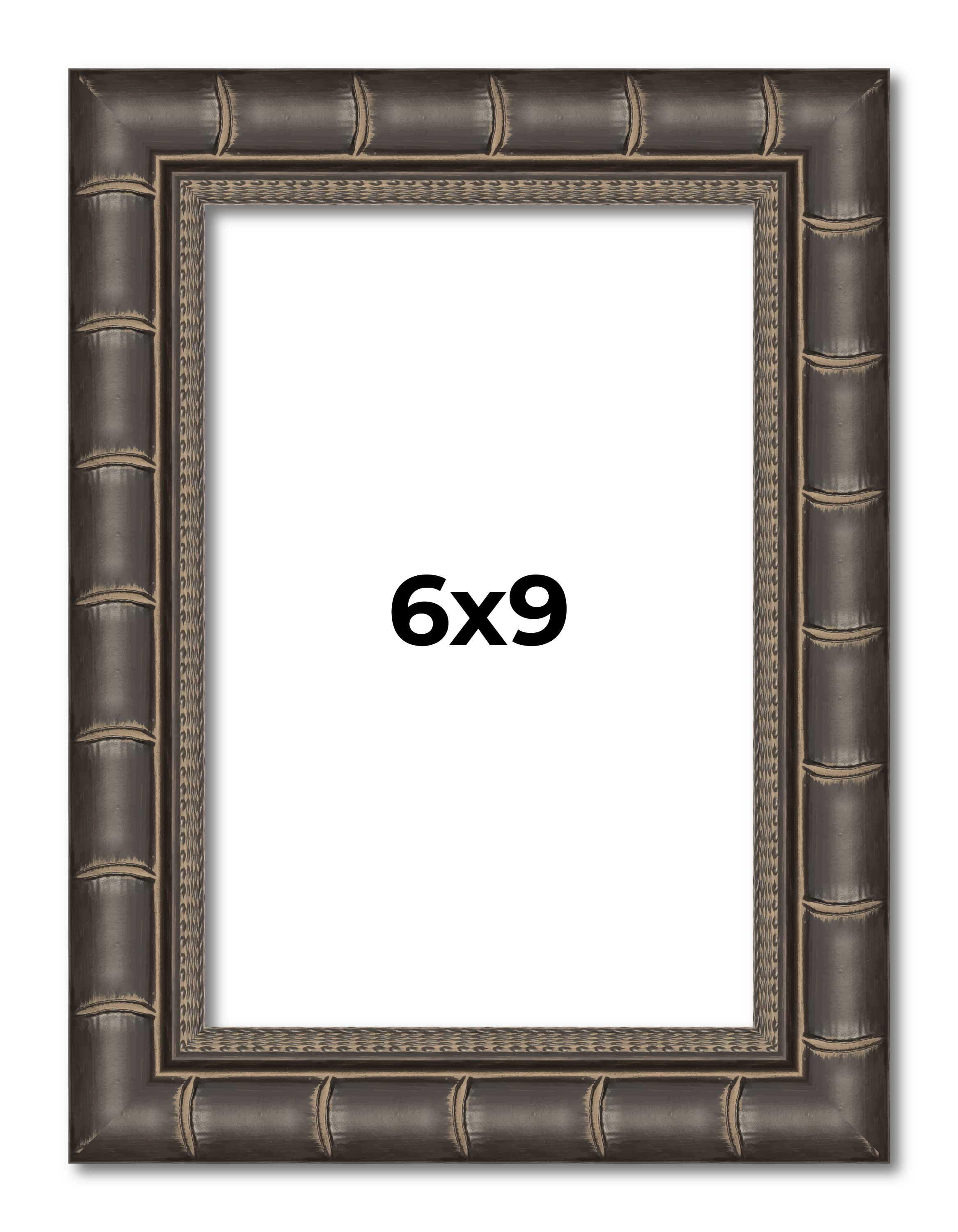 6x9 Frame Black Bamboo Solid Wood Picture Frame Width 1.5 Inches ...