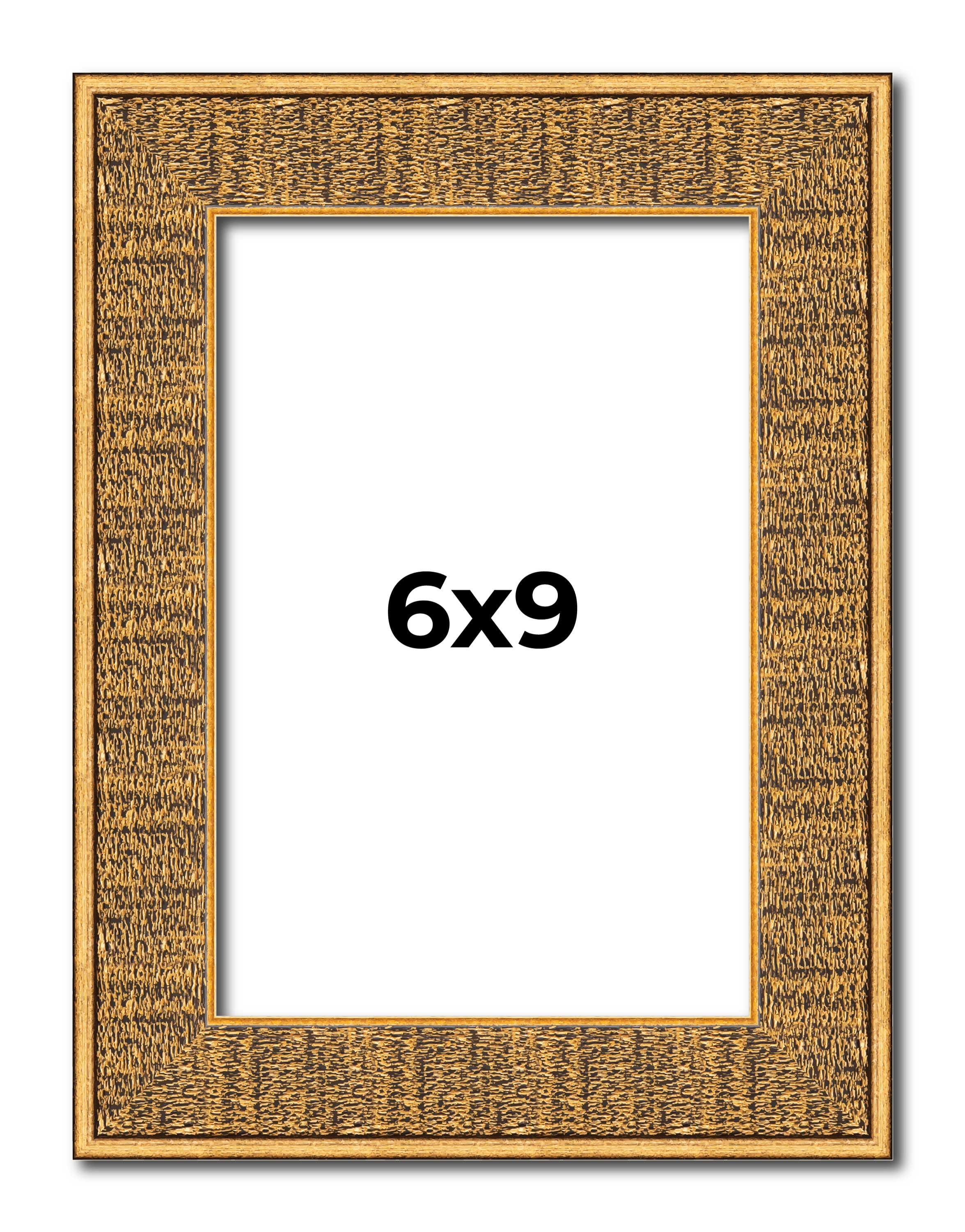 6x9 Frame Black and Gold Distressed Solid Wood Sonoma Picture Frame | 1 ...