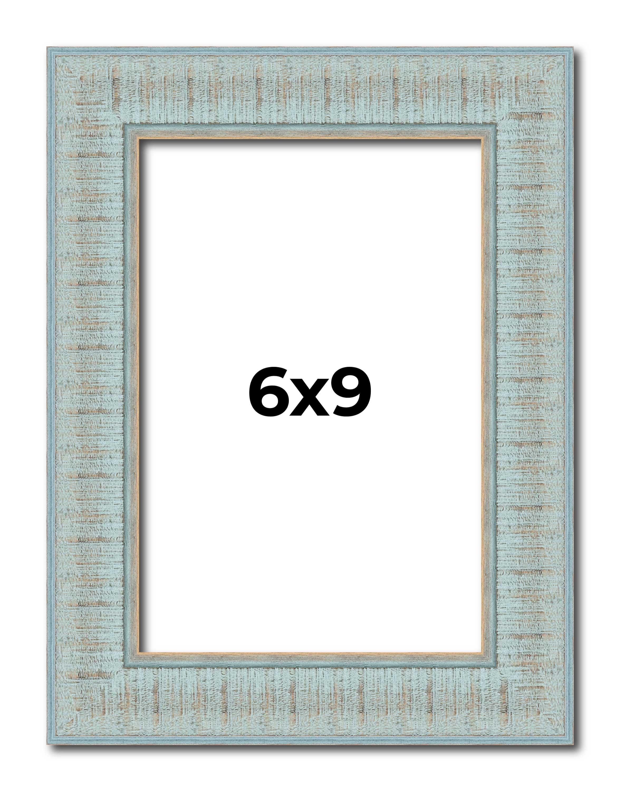 6x9 Frame Blue Teal Distressed Solid Wood Picture Frame | 1.625 Inch ...