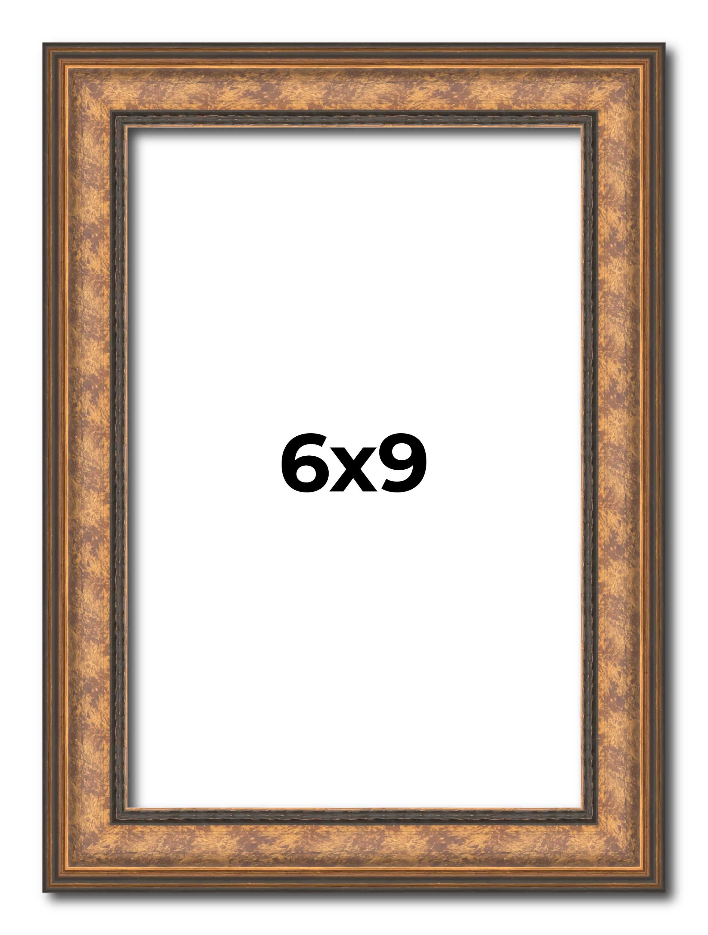 6x9 Frame Gold Real Wood Picture Frame Width 1.25 inches | Interior ...