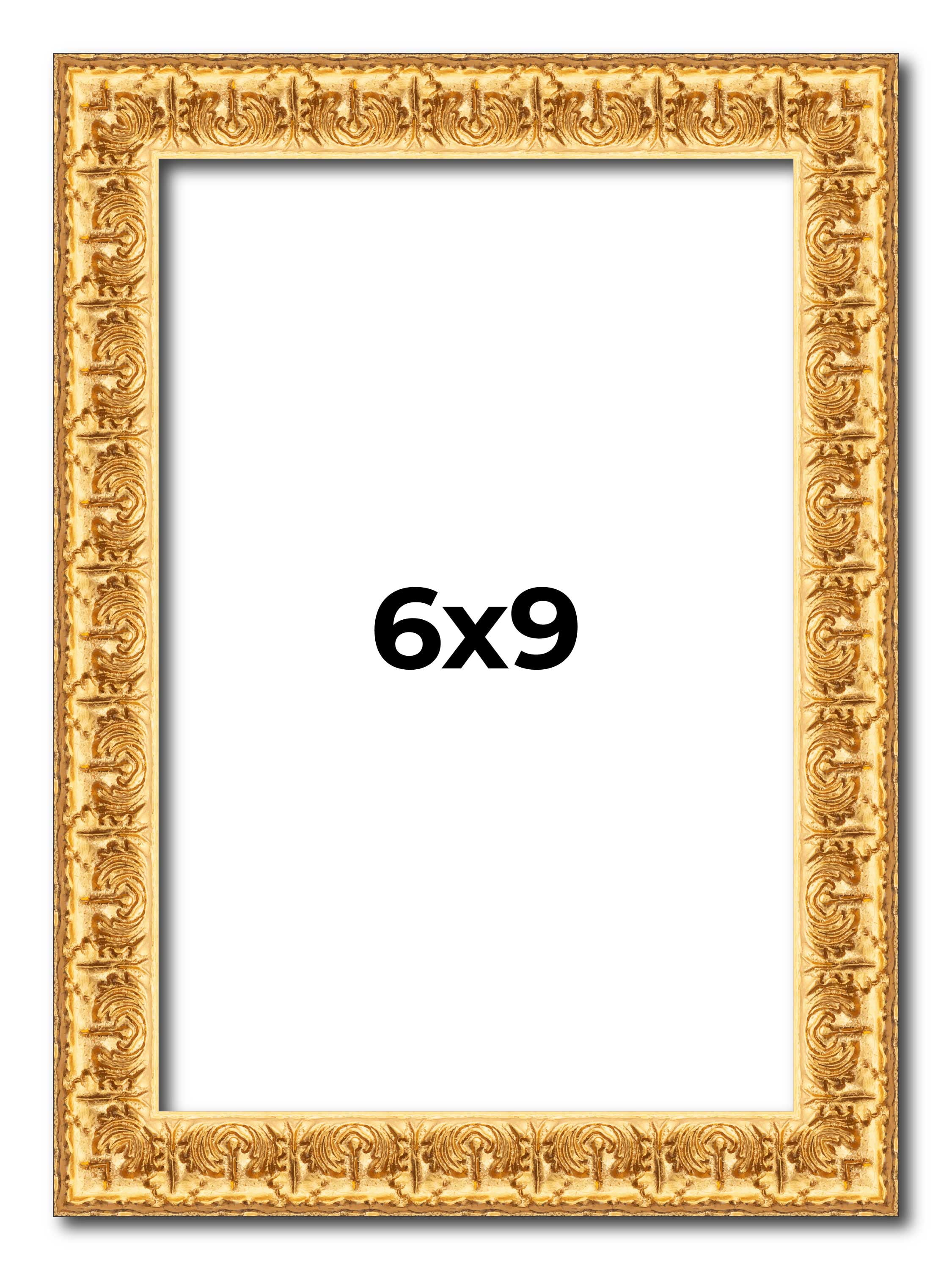 6x9 Frame Gold Real Wood Picture Frame Width 1 inches | Interior Frame ...