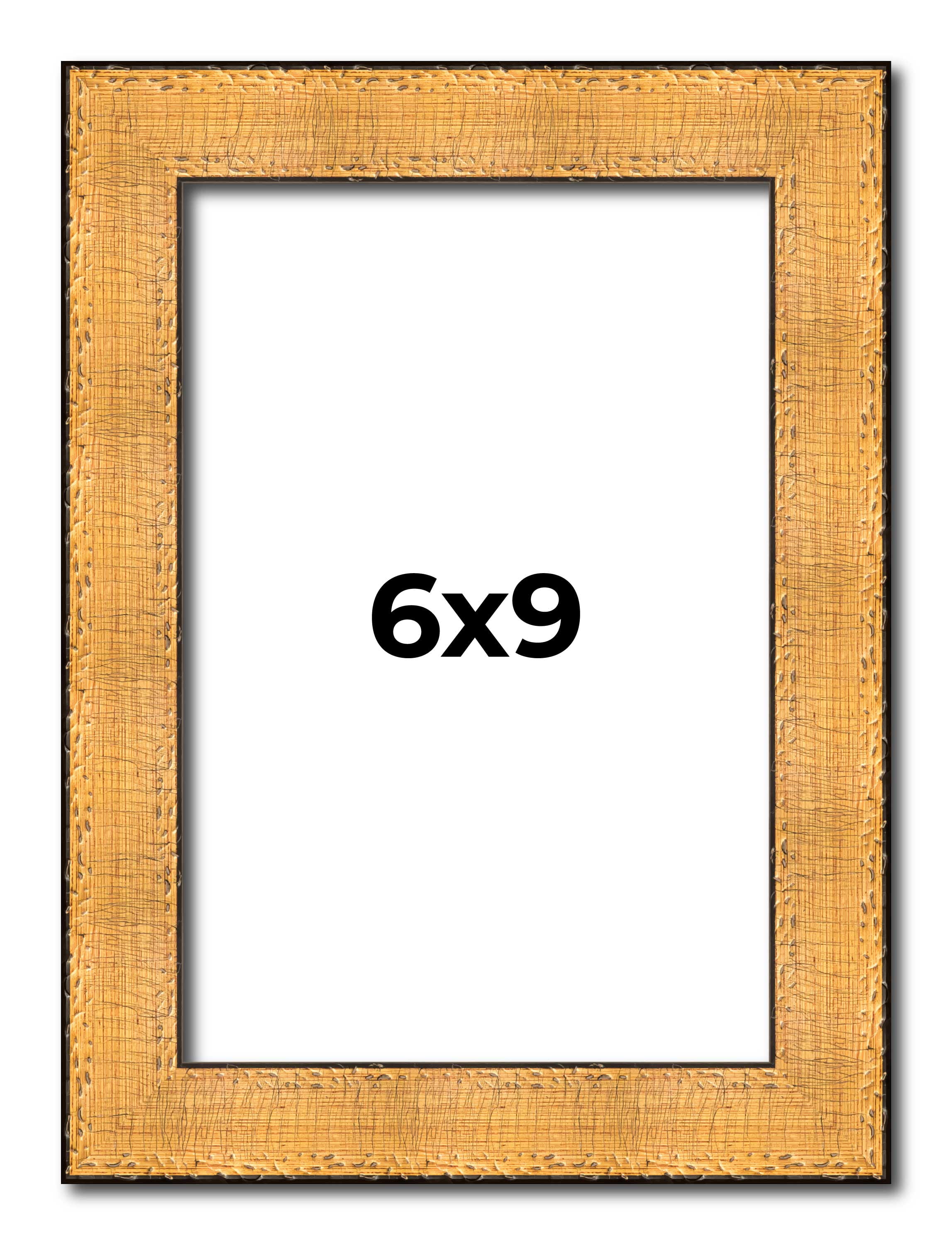 6x9 Frame Gold Rustic Solid Wood Picture Frame | 1.25 Inch Wide ...