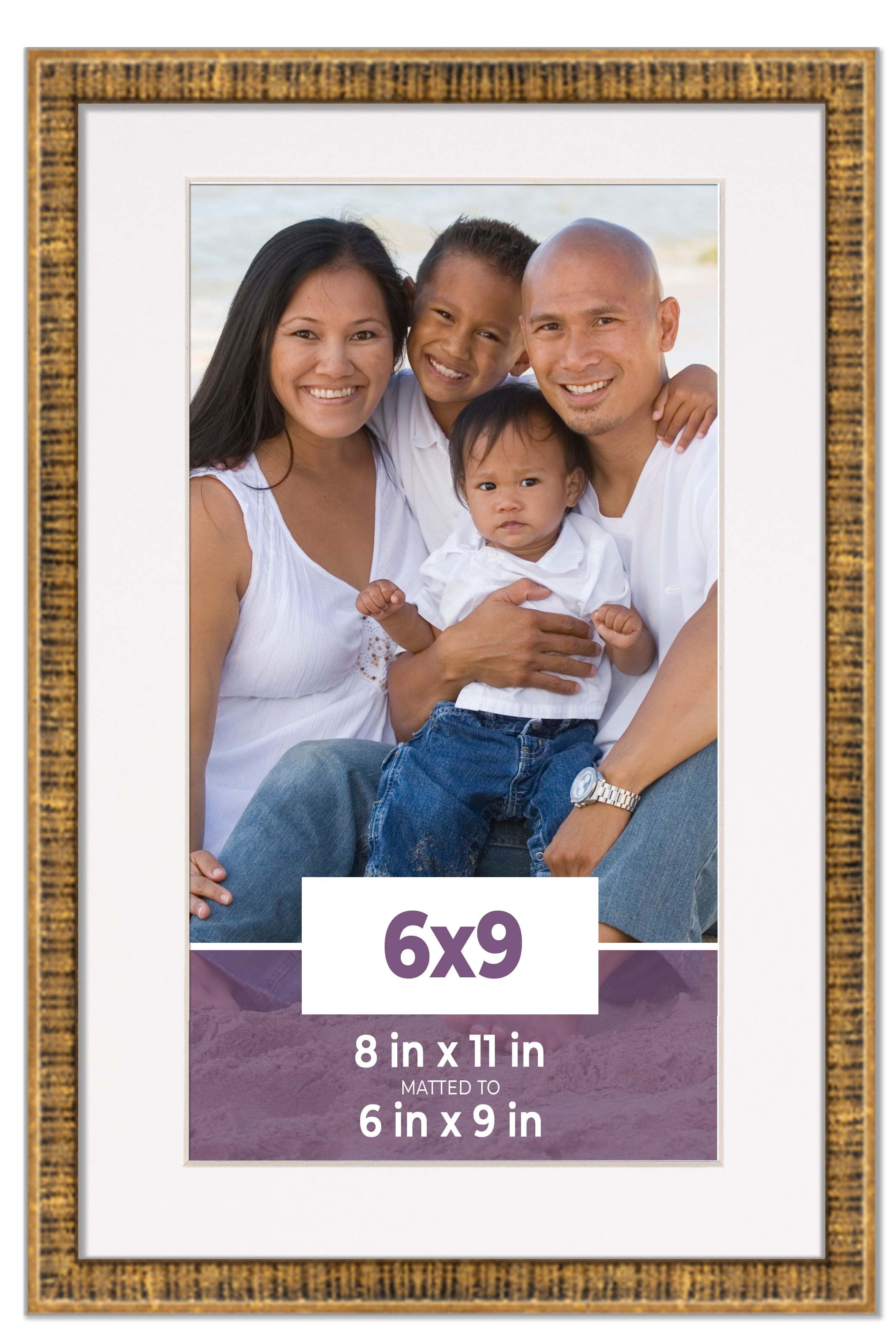 6x9 Frame Gold With White Picture Mat For 6x9 Photo - Gold 8x11 Frame ...