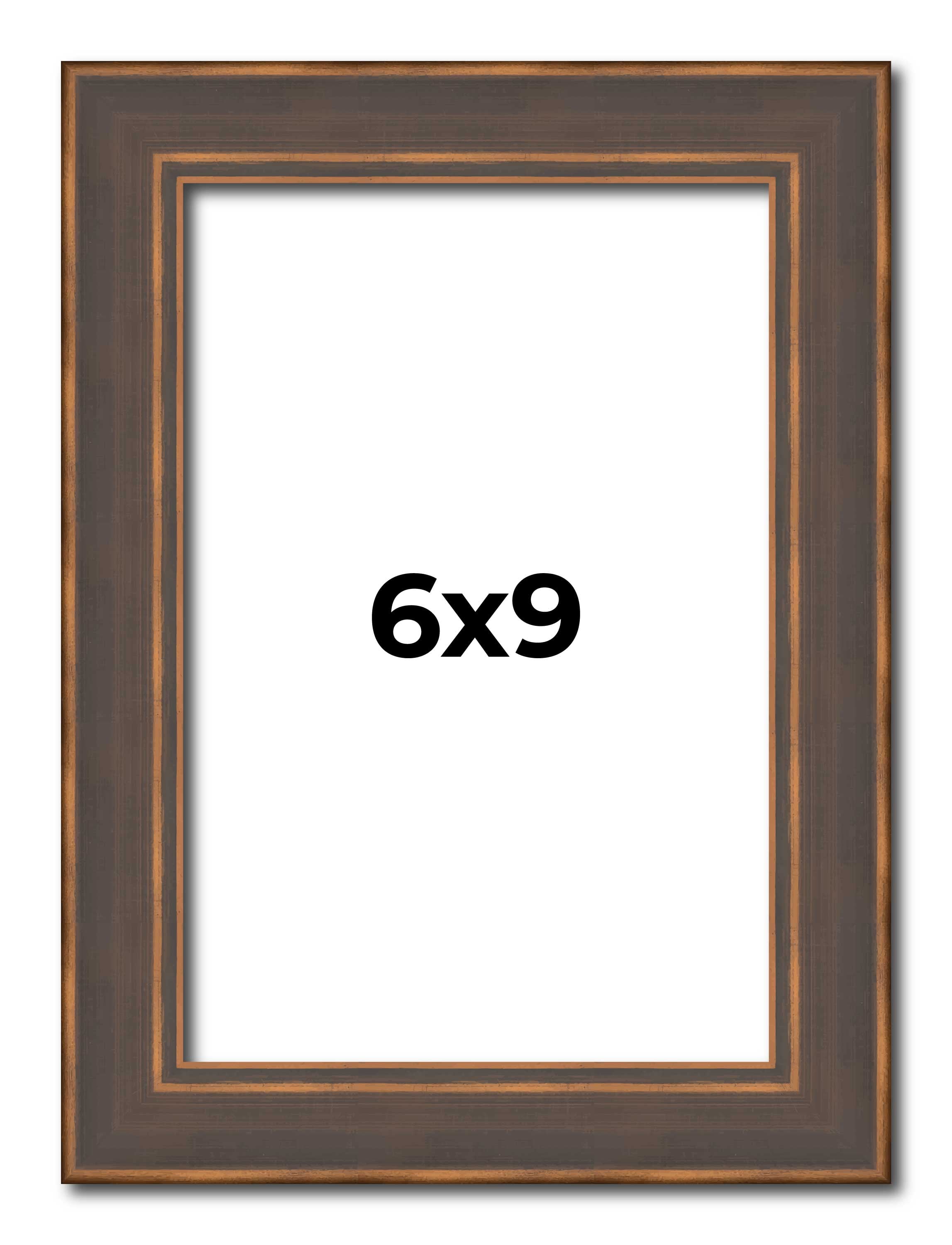 6x9 Frame Golden Caramel Solid Wood Bronze Picture Frame | 1.25 Inch ...
