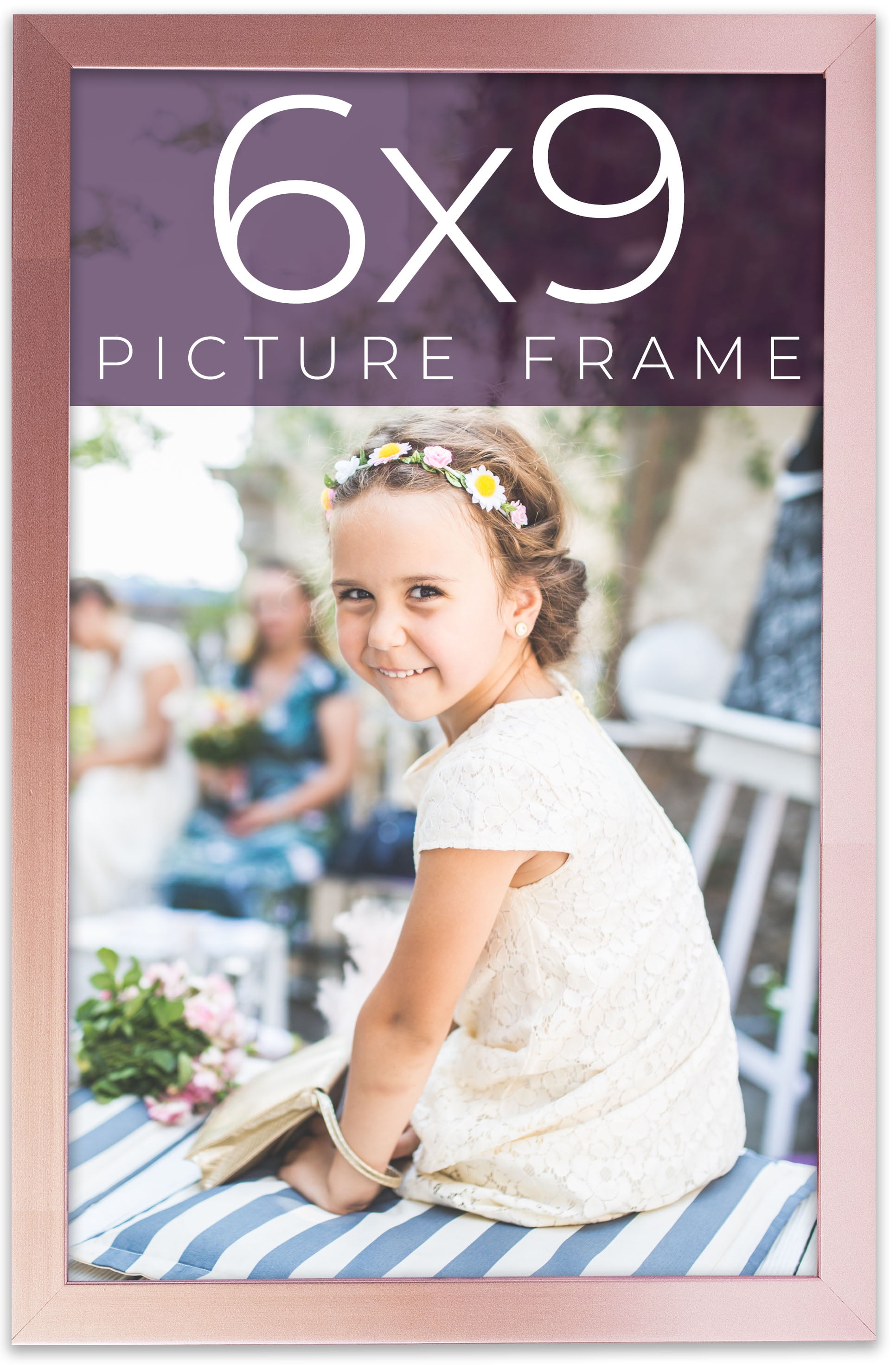 6x9 Frame Pink Real Wood Picture Frame Width 0.75 inches | Interior Frame Depth 0.5 inches ...