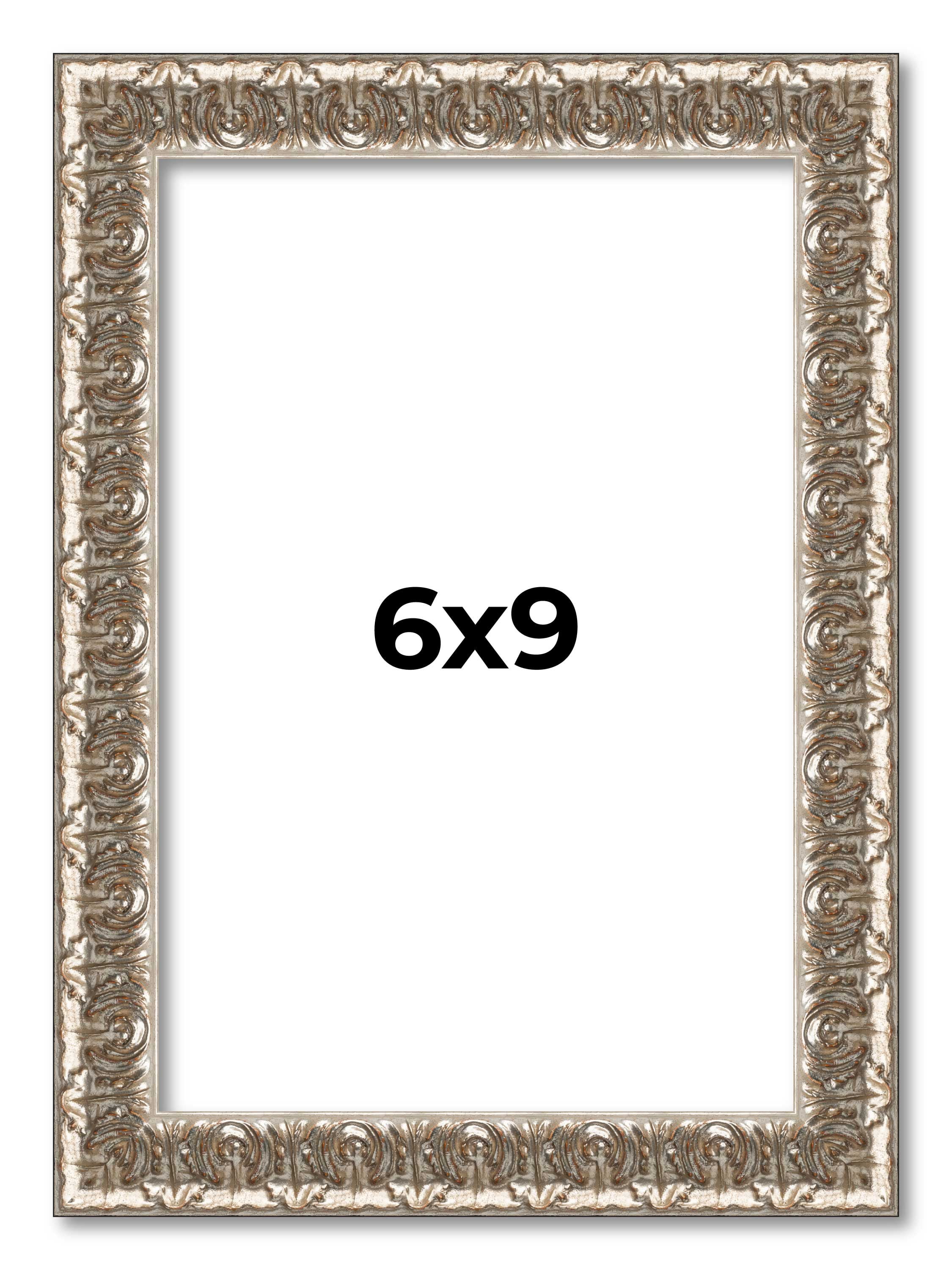 6x9 Frame Silver Versailles Ornate Solid Wood Picture Frame | 1 Inch ...