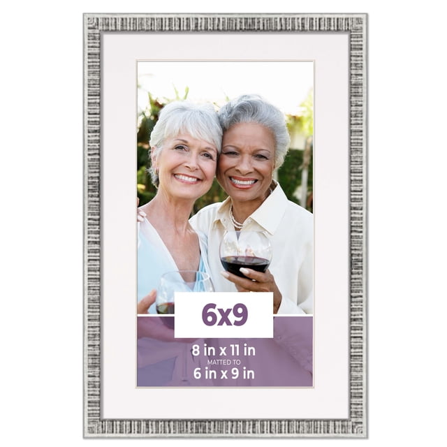 6x9 Frame Silver With White Picture Mat For 6x9 Photo - Silver 8x11 ...