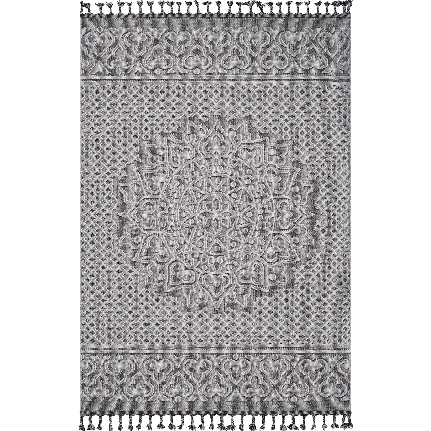 6x9 Gray And White Medallion Bedroom Floor Rug - Fashionable, Stain ...
