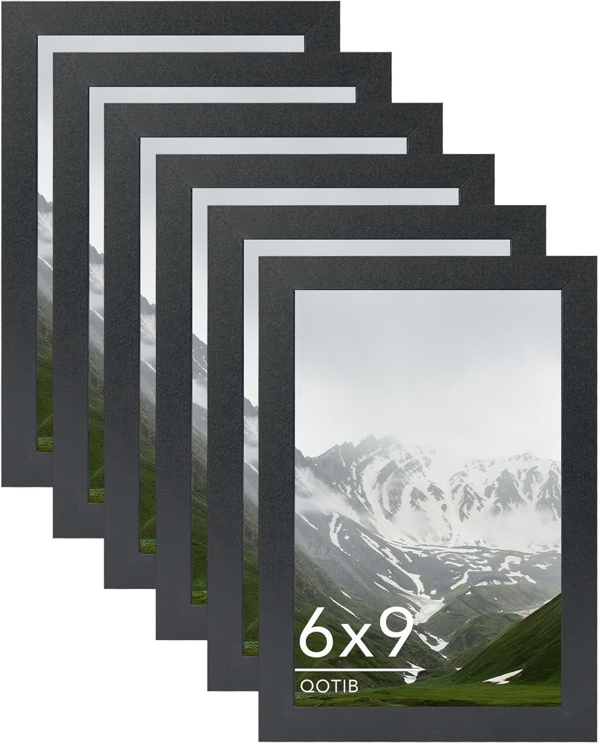 6x9 Picture Frame Black for Wall Mounting or Tabletop Set of 6, Wood 6 ...
