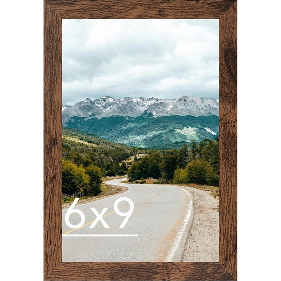 6x9 Picture Frame Deep Brown for Wall Hanging or Tabletop, Wood 6 x 9 ...