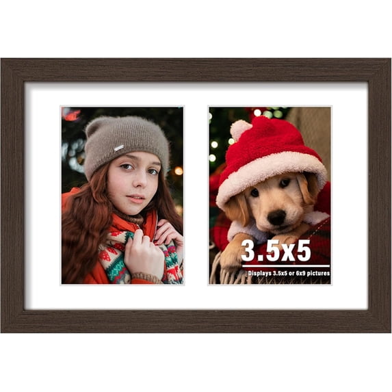 6x9 Picture Frame Double 3.5x5 Collage Picture Frame Displays Two 3.5x5 ...