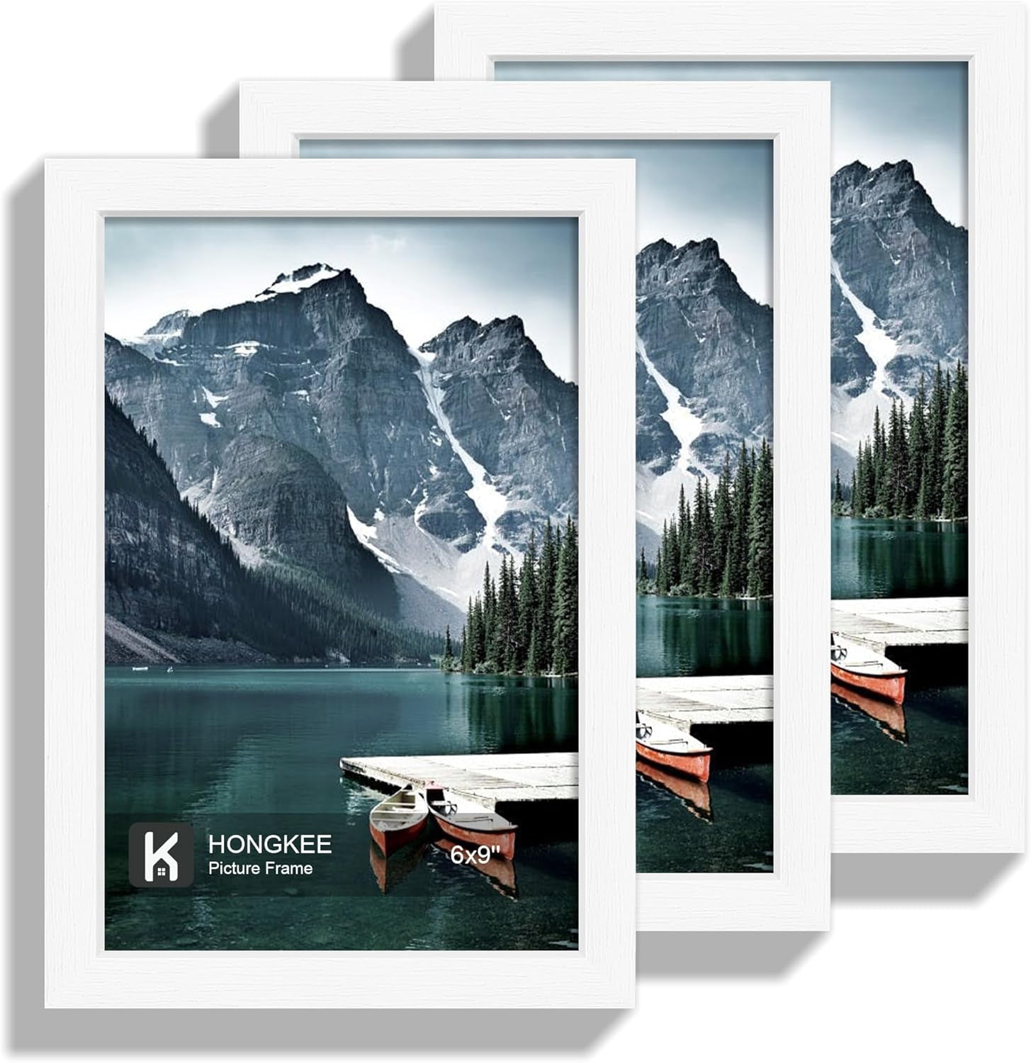 6x9 Picture Frame - Made of Real Glass and White Wooden Frame, 6 by 9 ...