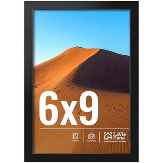 6x9 Picture Frame for Wall Display, 6x9 Black Picture Frame with HD ...