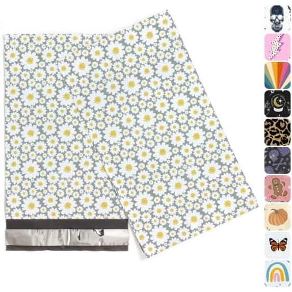 6x9 Poly Mailers – Floral Daisy – Waterproof, Tear-Resistant Shipping ...