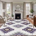 6x9 Purple Aztec Large Area Rug for Living Room, Washable Non Slip Low ...
