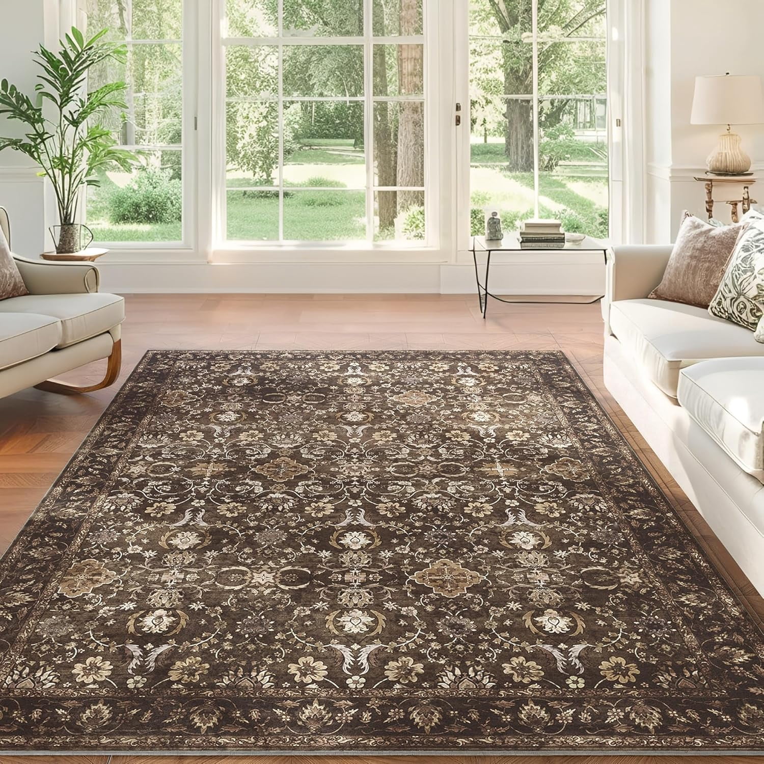 6x9 Rugs for Room, Soft Large Area Rugs Brown Washable Rug, Indoor Rugs ...