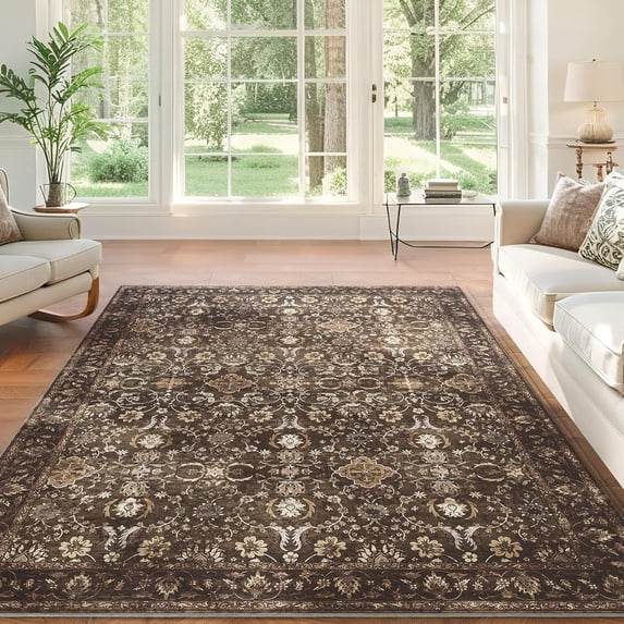 6x9 Rugs for Room, Soft Large Area Rugs Brown Washable Rug, Indoor Rugs ...