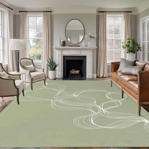 6x9 Sage Green Large Area Rug for Living Room, Washable Non Slip Low ...