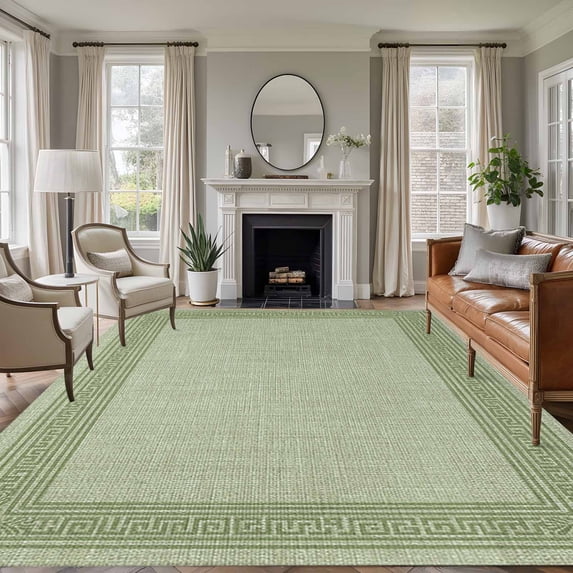 6x9 Sage Green Vintage Large Area Rug for Living Room, Washable Non ...