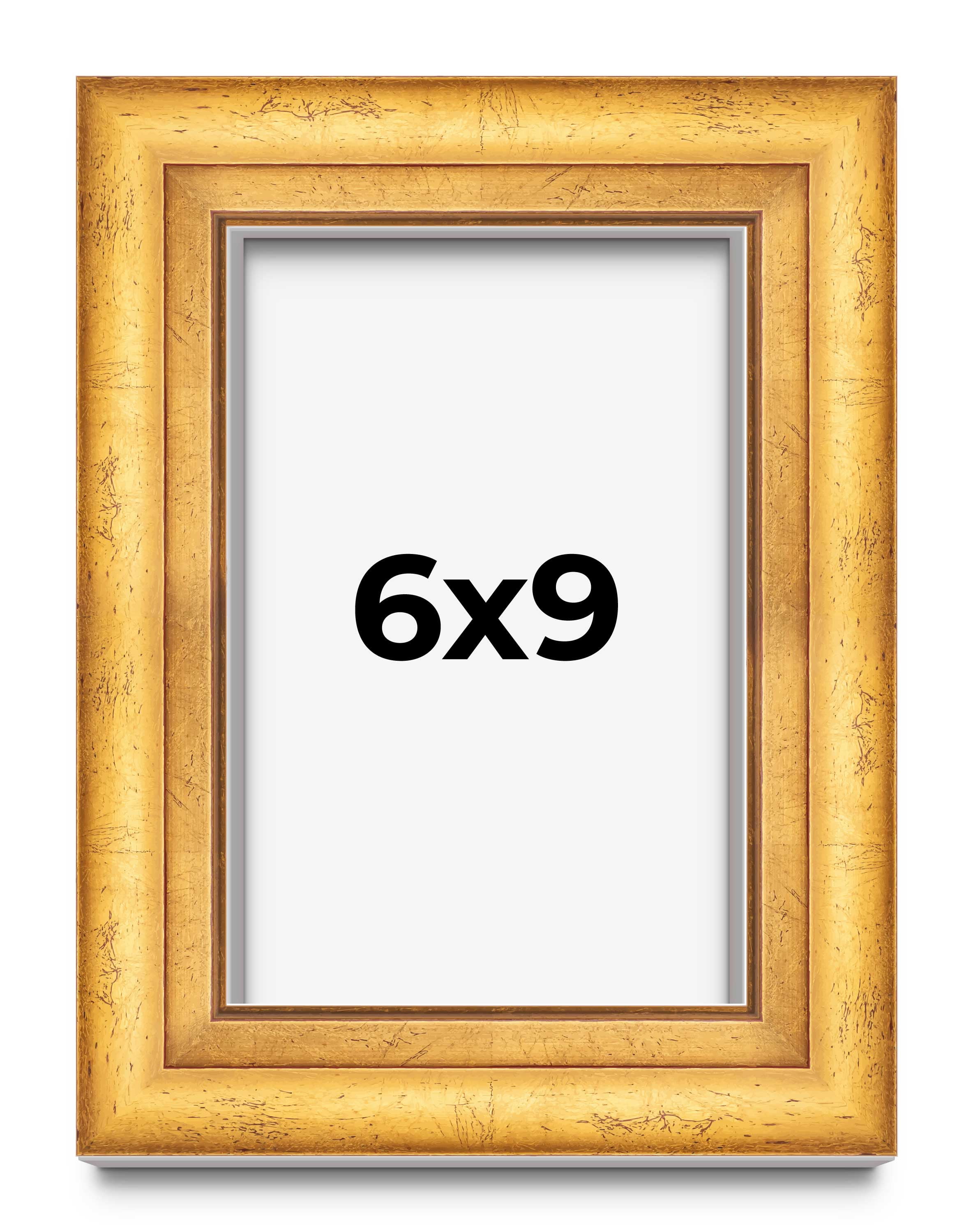 6x9 Shadow Box 1.75" Deep Gold Picture Frame - UV Acrylic, Foam Board ...