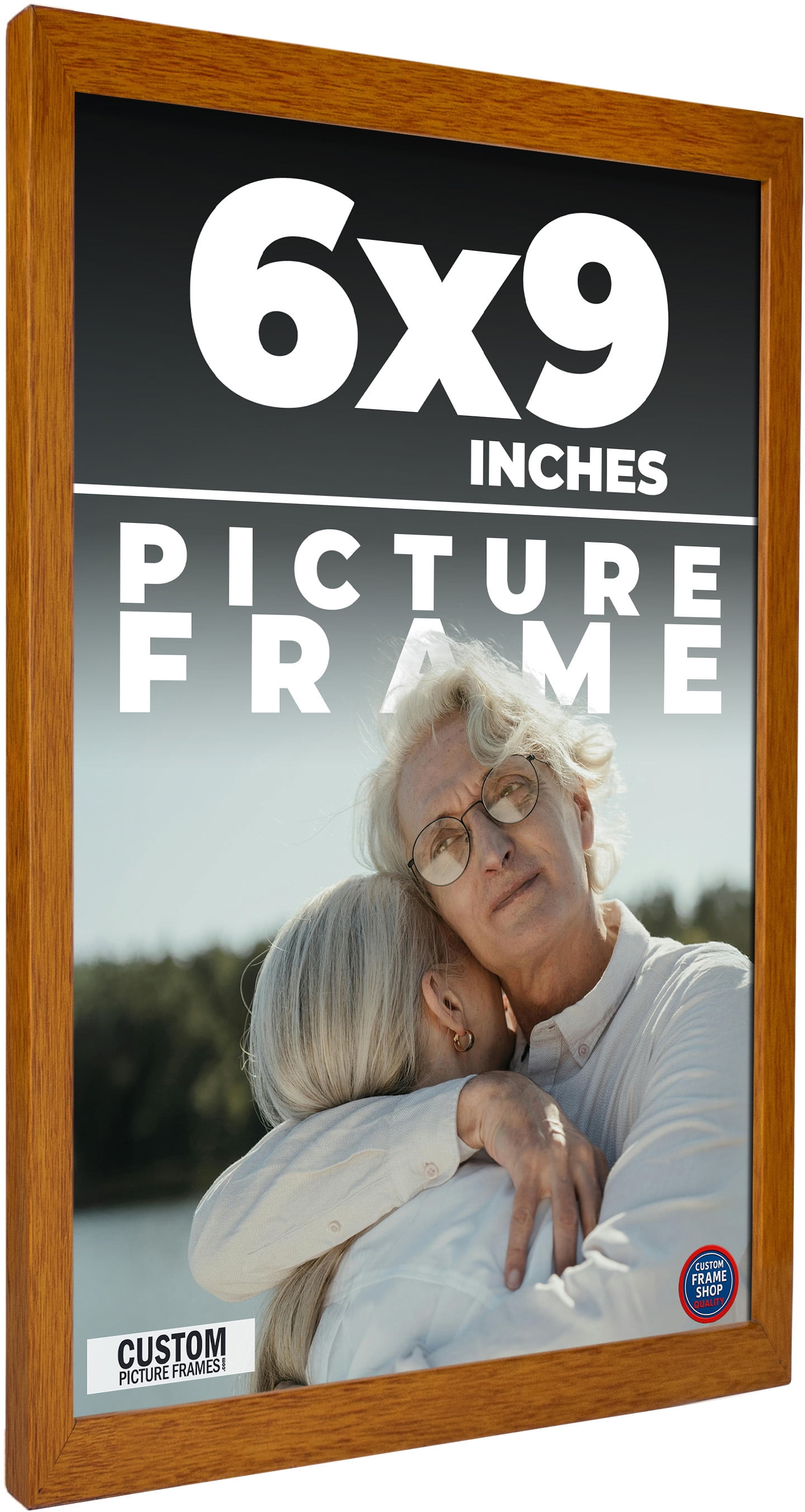 6x9 Slim Profile Brown Picture Frame - UV Acrylic, Foam Board Backing ...