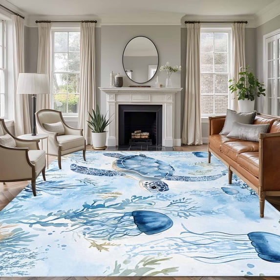 6x9 Turtle Large Area Rug for Living Room, Washable Non Slip Low Pile ...
