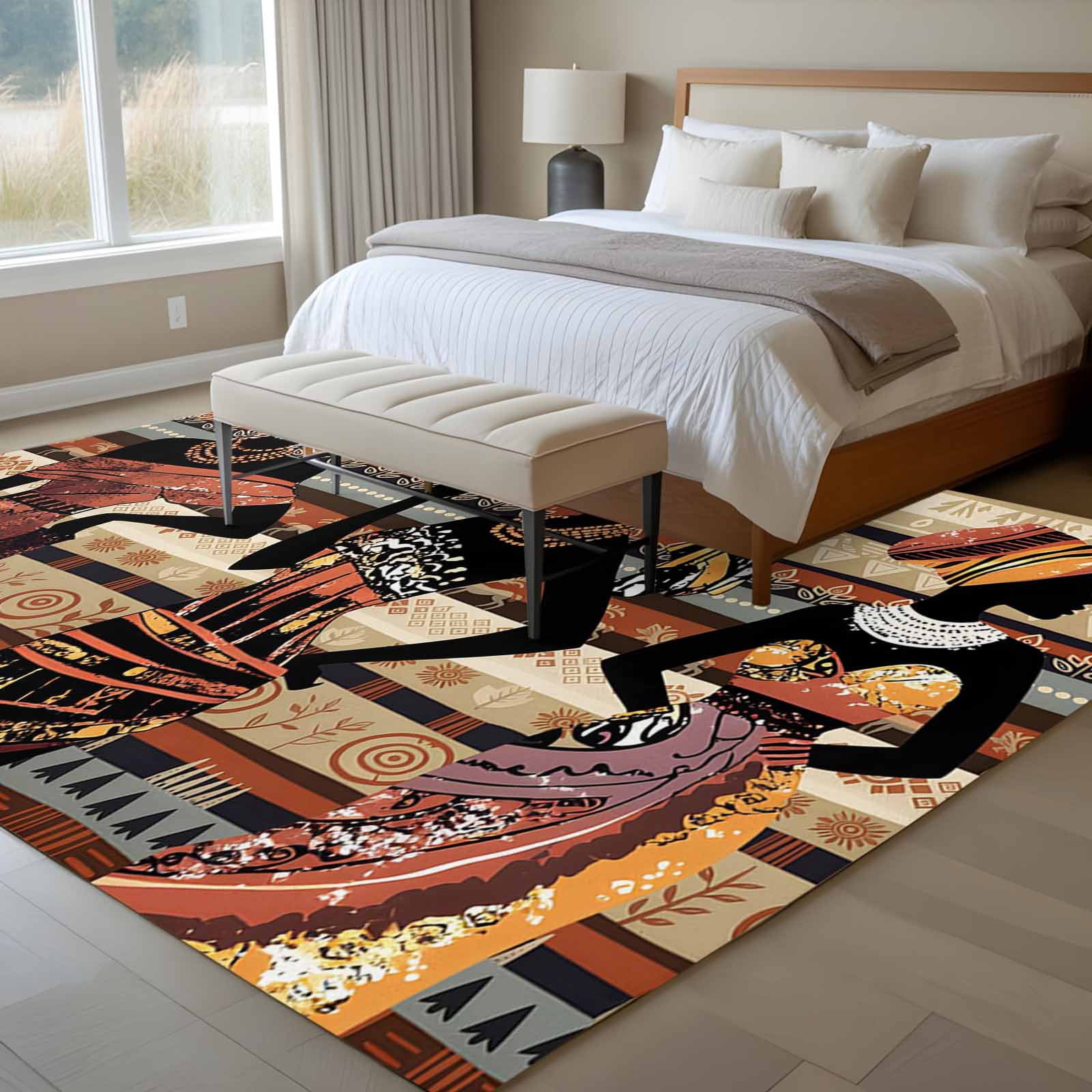 6x9 Washable Area Rug, African Women Non-Slip Large Rectangle Rug for ...