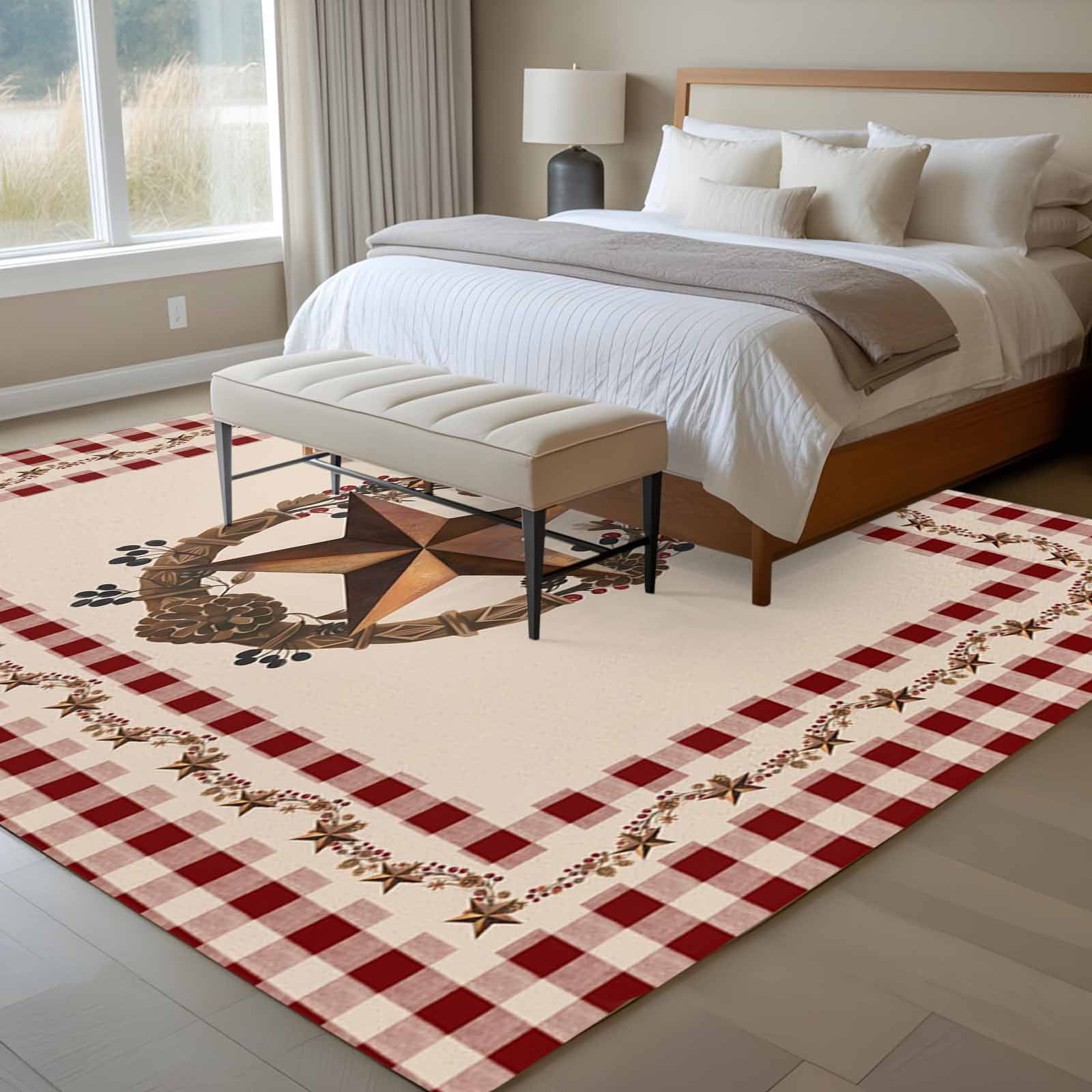 6x9 Washable Area Rug, American Country Non-Slip Large Rectangle Rug ...