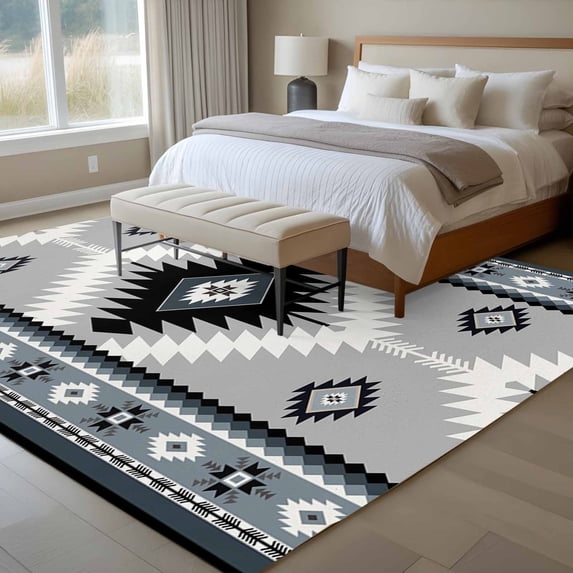 6x9 Washable Area Rug, Aztec Southwestern Non-Slip Large Rectangle Rug ...