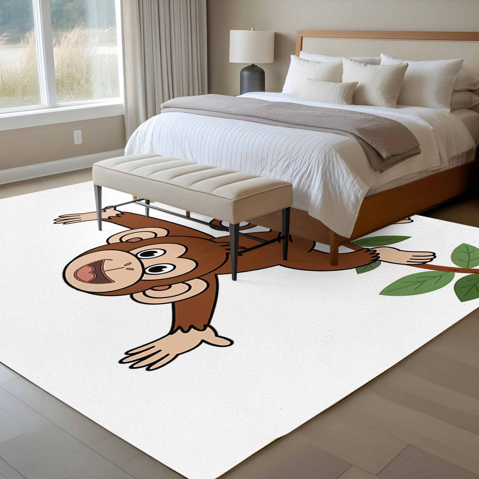 6x9 Washable Area Rug, Monkey Animal Non-Slip Large Rectangle Rug for ...