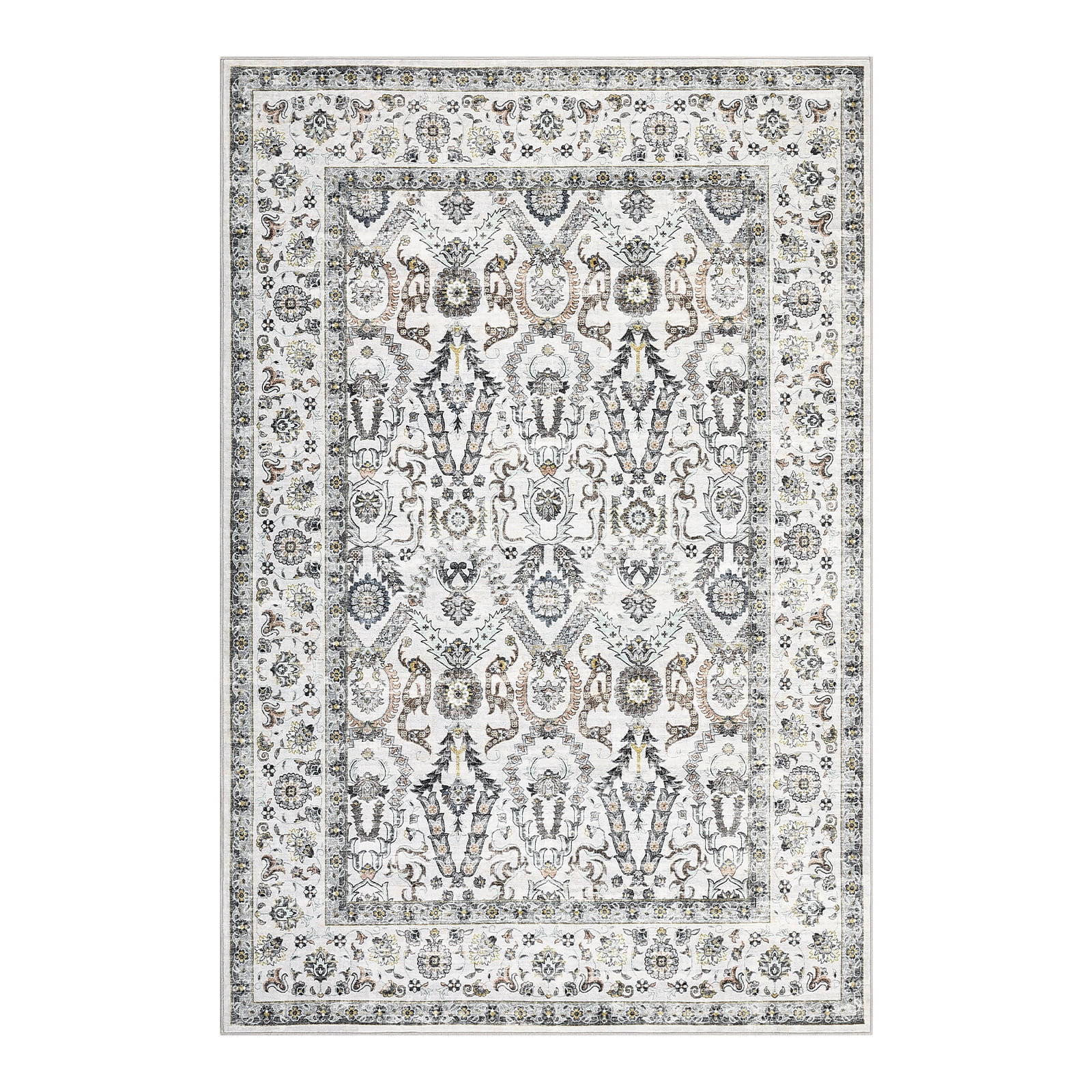 6x9 Washable Area Rug - Persian Boho Vintage Design, Ultra-Thin ...
