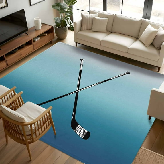 6x9Ft Area Rugs Blue Ombre Non-Skid Rubber Backing Large Rectangle Rugs ...