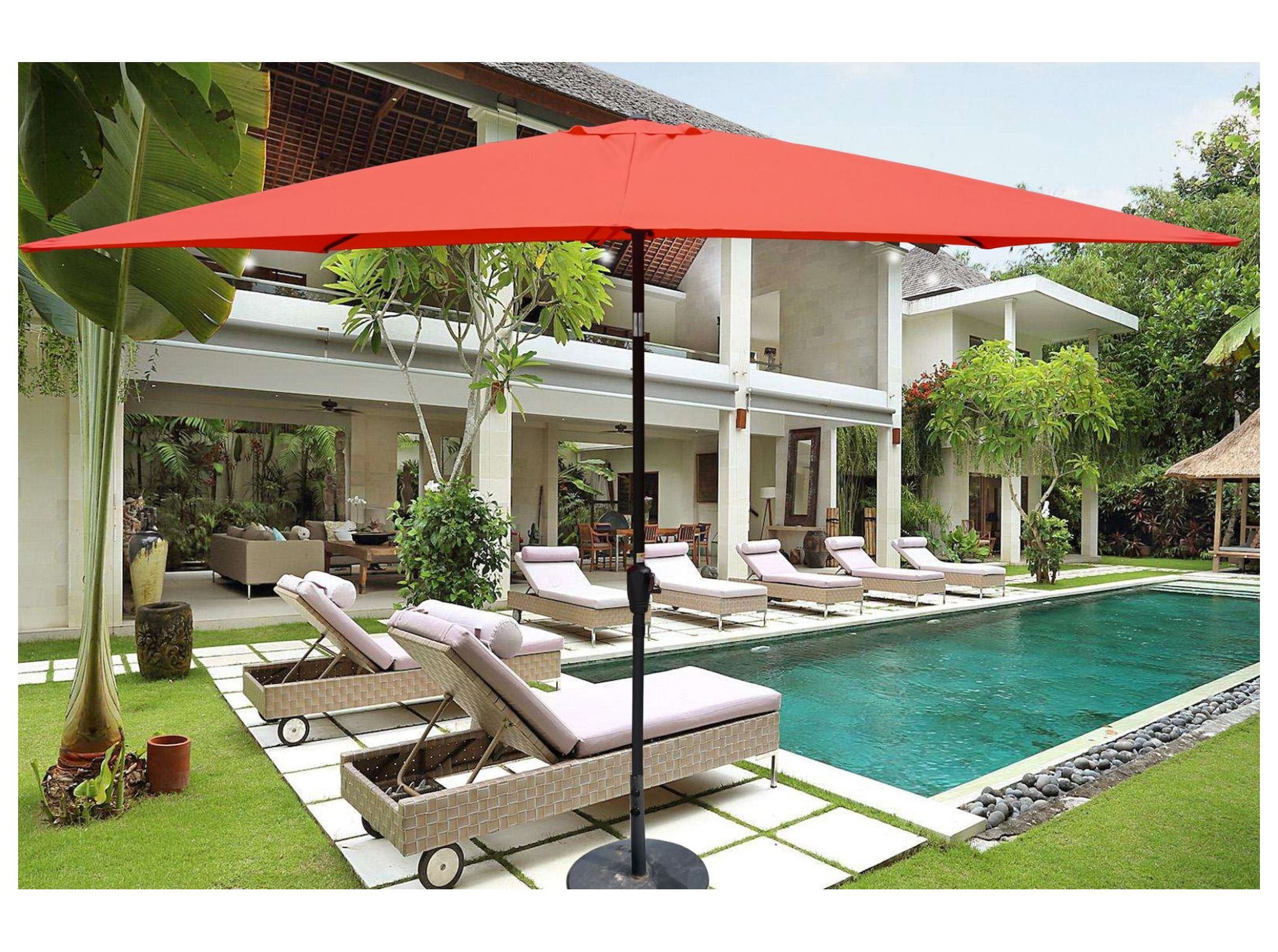 6x9ft Patio Umbrella Outdoor Waterproof Rectangular Crank Tilt Umbrella ...