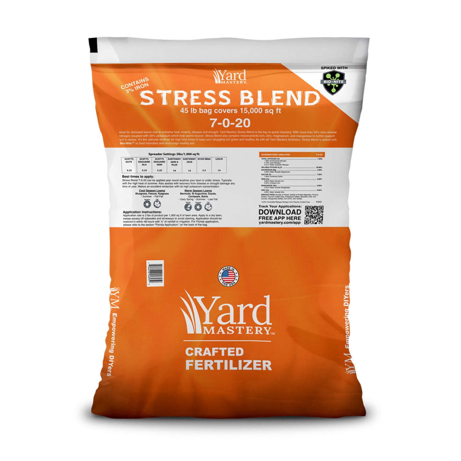 7-0-20 Stress Blend 3% Iron - Bio-Nite - Granular Lawn Fertilizer ...