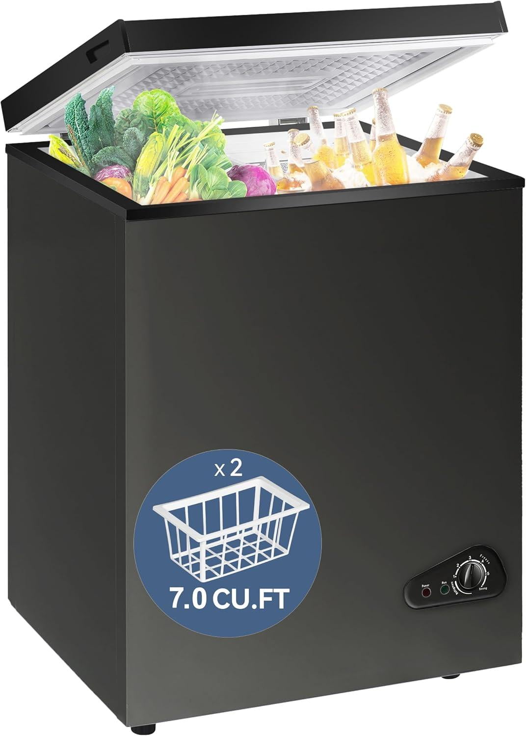 7.0 Cu Ft Chest Freezer - Energy Saving Quiet Top Open Door Mini ...