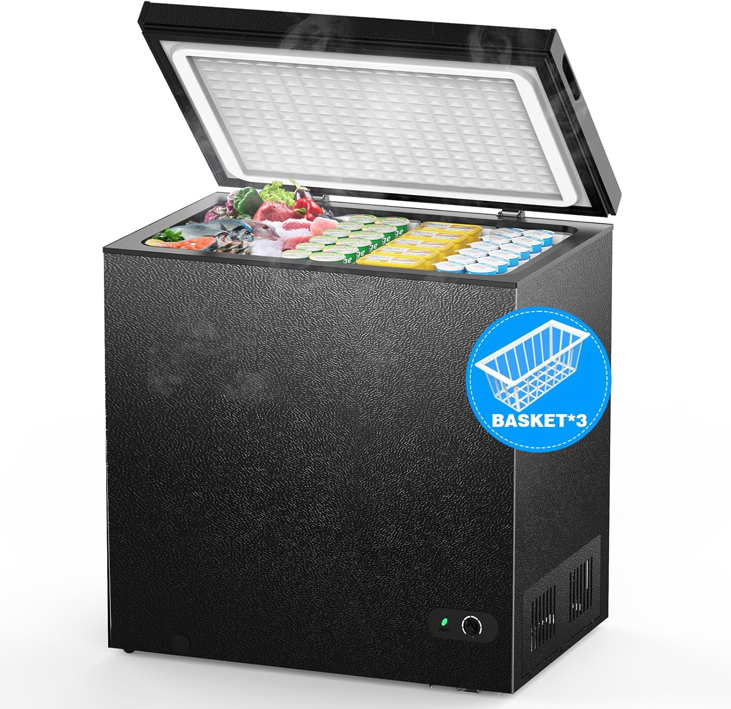 7.0 Cu.Ft Chest Freezer with Removable Basket and Bottom Defrost Water ...