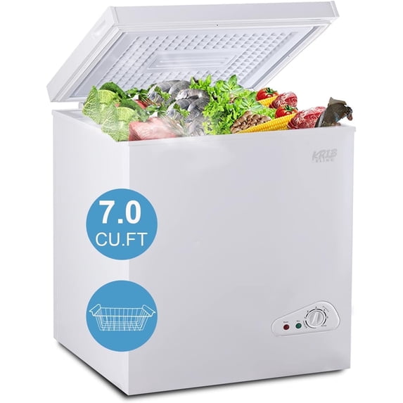 GGTB 7 Cu.ft Chest Freezer with Removable Basket, Top Open Door Compact ...