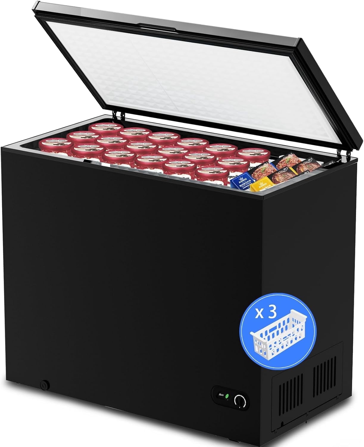 7.0 Cu Ft Deep Freezer with 3 Removable Basket & Defrost Drain,Energy ...