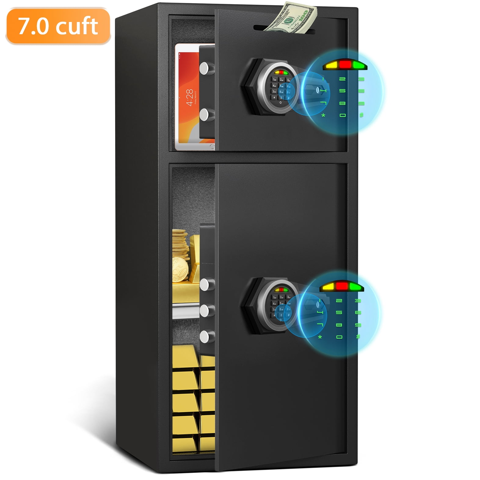 7.0 Cu ft Large Safe Box Fireproof Waterproof, Money Safe With Mute ...
