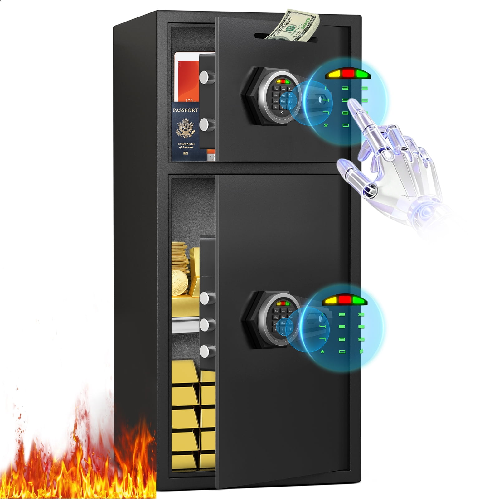 7.0 Cu ft Large Safe Box Fireproof Waterproof, Money Safe With Mute ...